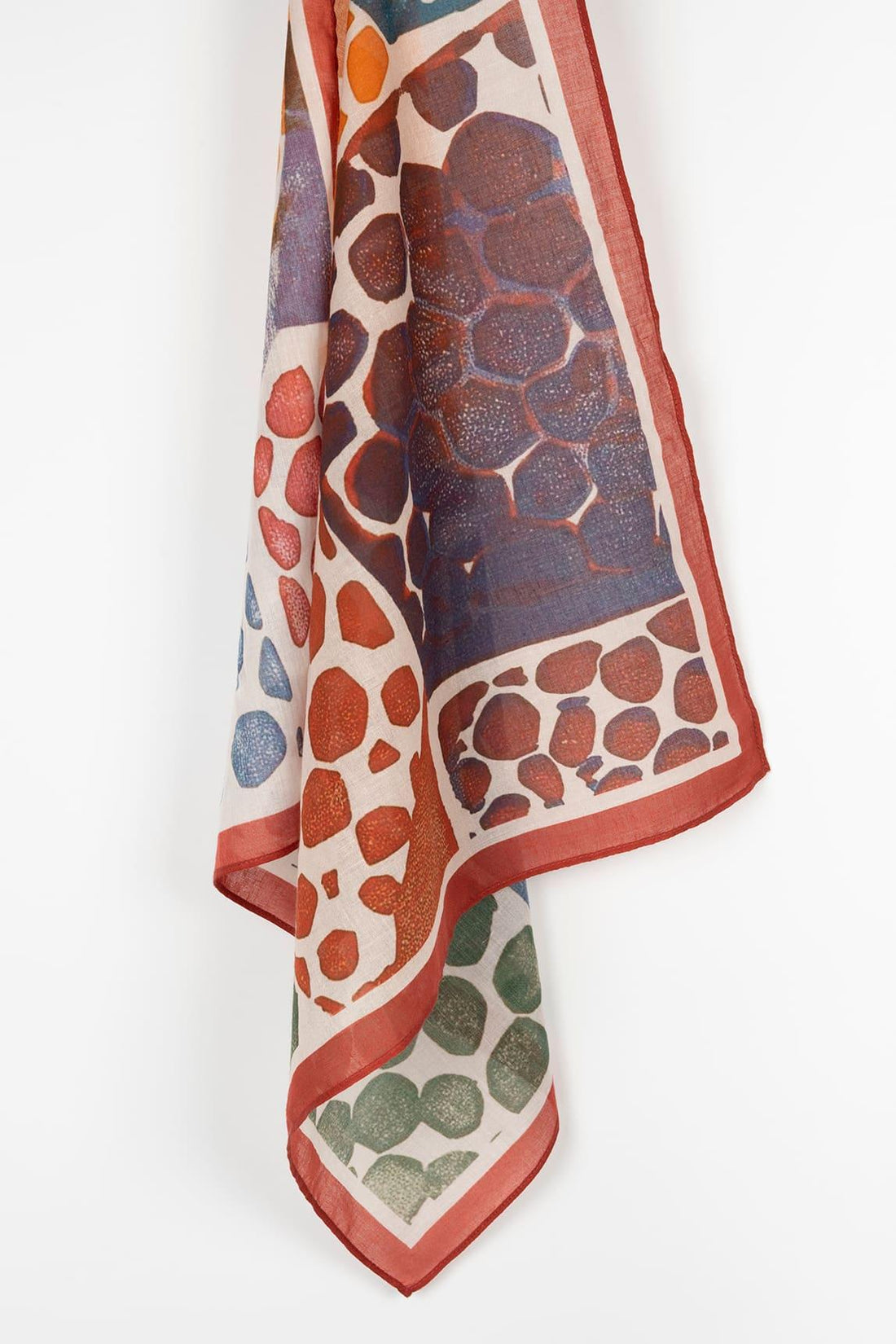 Corvian coral multicolored geometric print scarf | Rivera